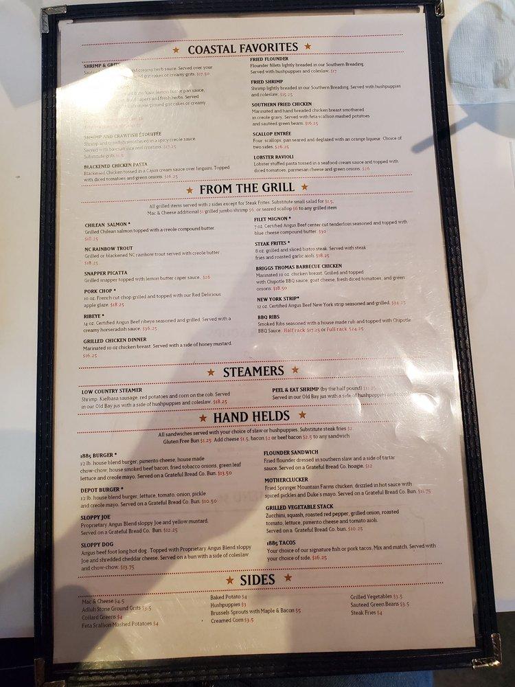 Menu at 1885 Grill- Acworth steakhouse, Acworth