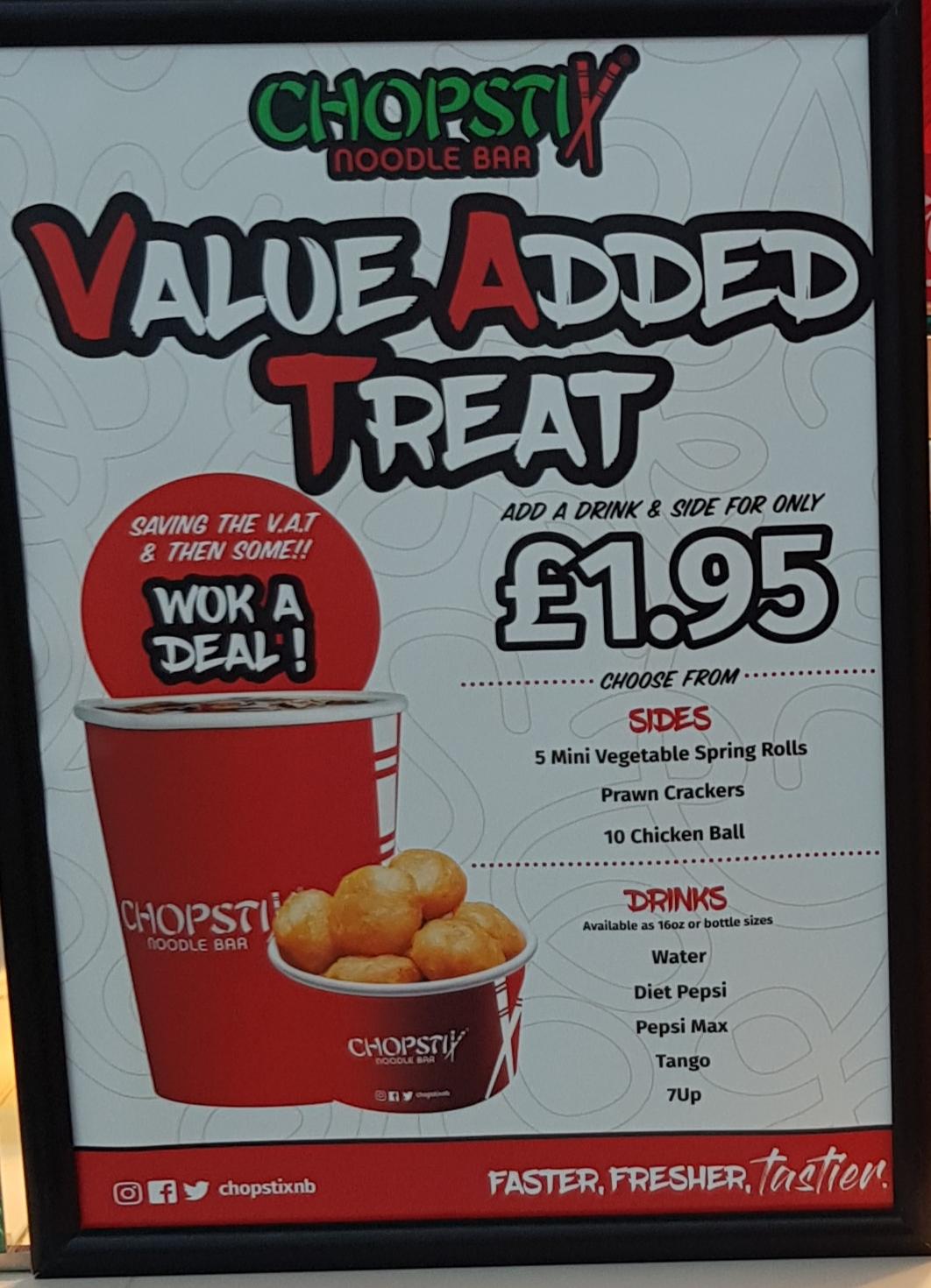 Menu at Chopstix restaurant, Norwich, The Food Court