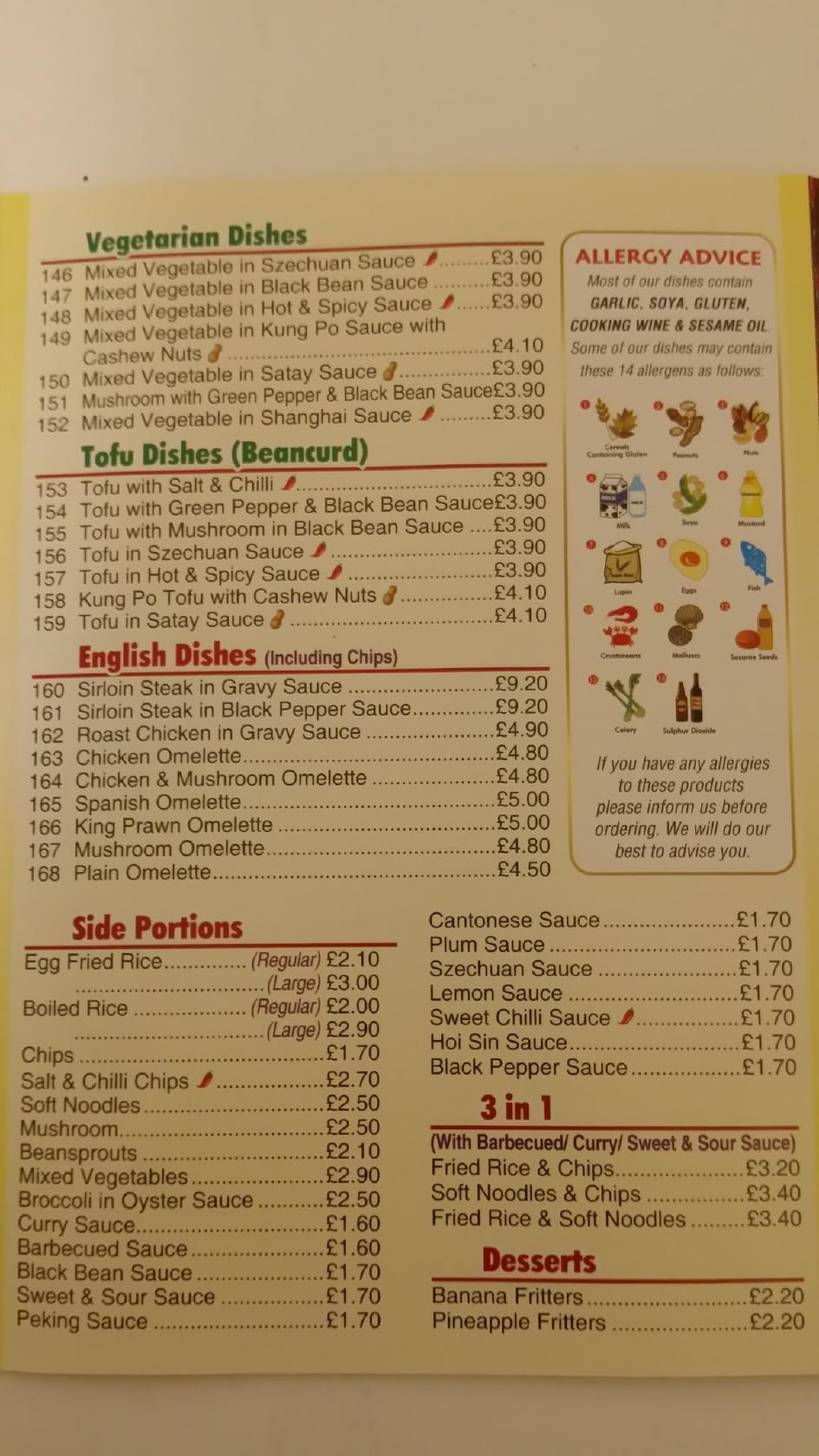 Menu at Magic Valley fast food, Earl Shilton