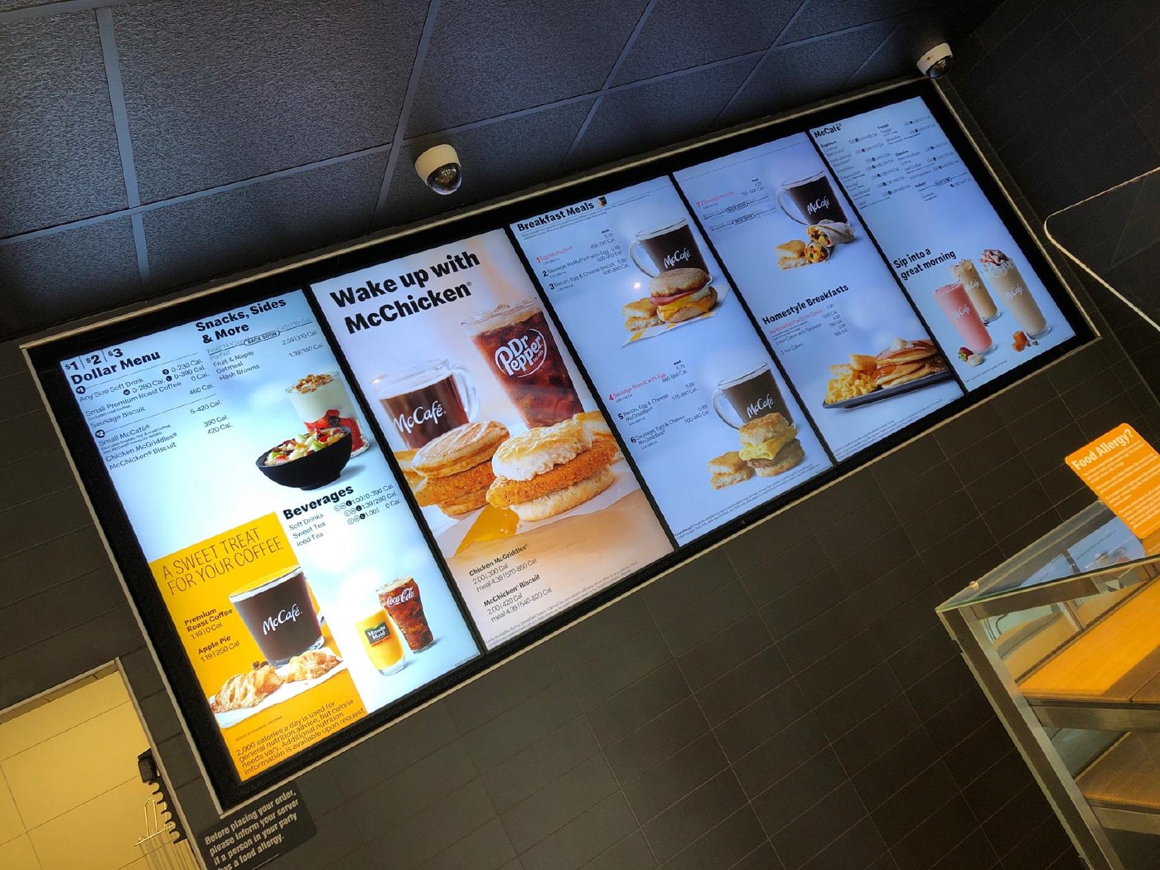 Menu at McDonald's fast food, Agawam, 868 Suffield St