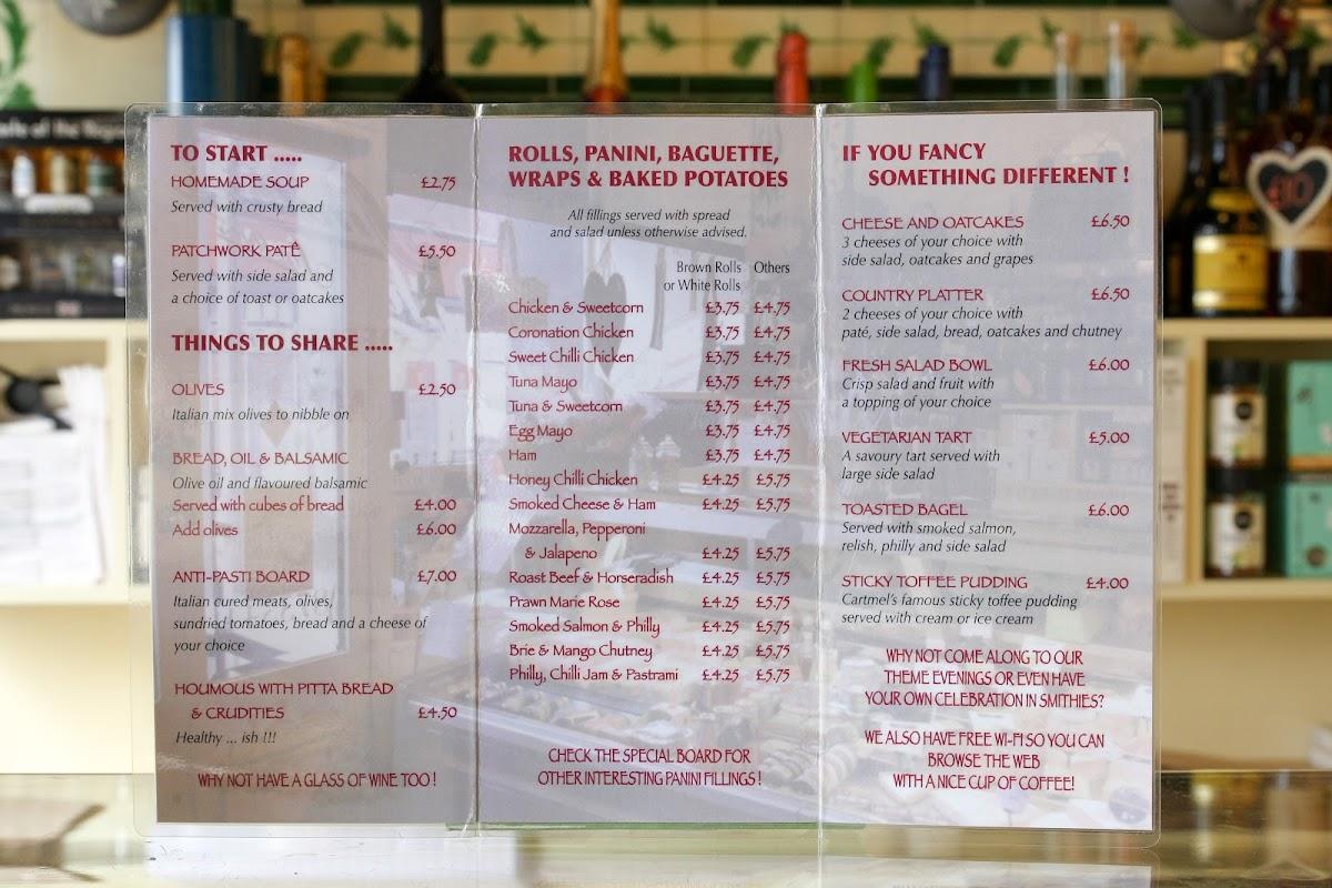 Menu at Smithies Delicatessen & Gin Emporium cafe, Arbroath