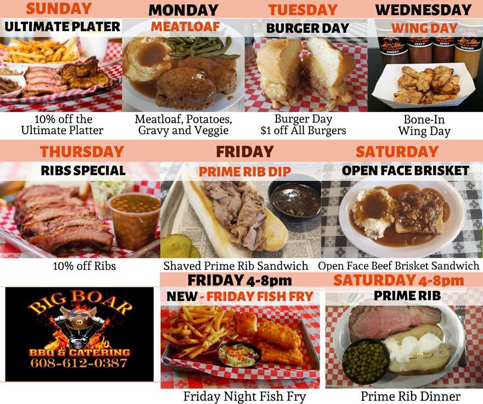 Menu at Big Boar Barbecue and Catering, West Salem