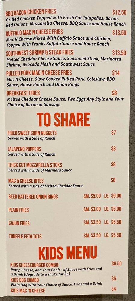 Menu at Funky Fries and Burgers desserts, National City
