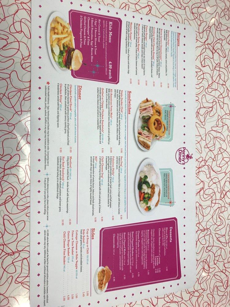 Menu at Penny's Diner restaurant, Glendive