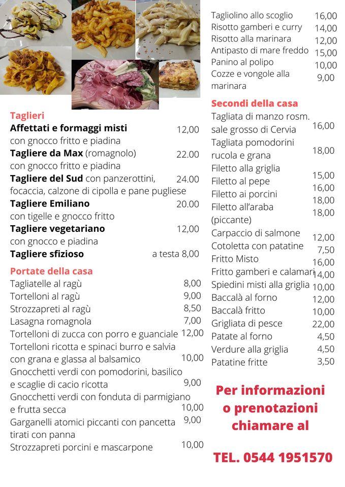 Menu da Il Tagliere da Max ristorante, Cervia