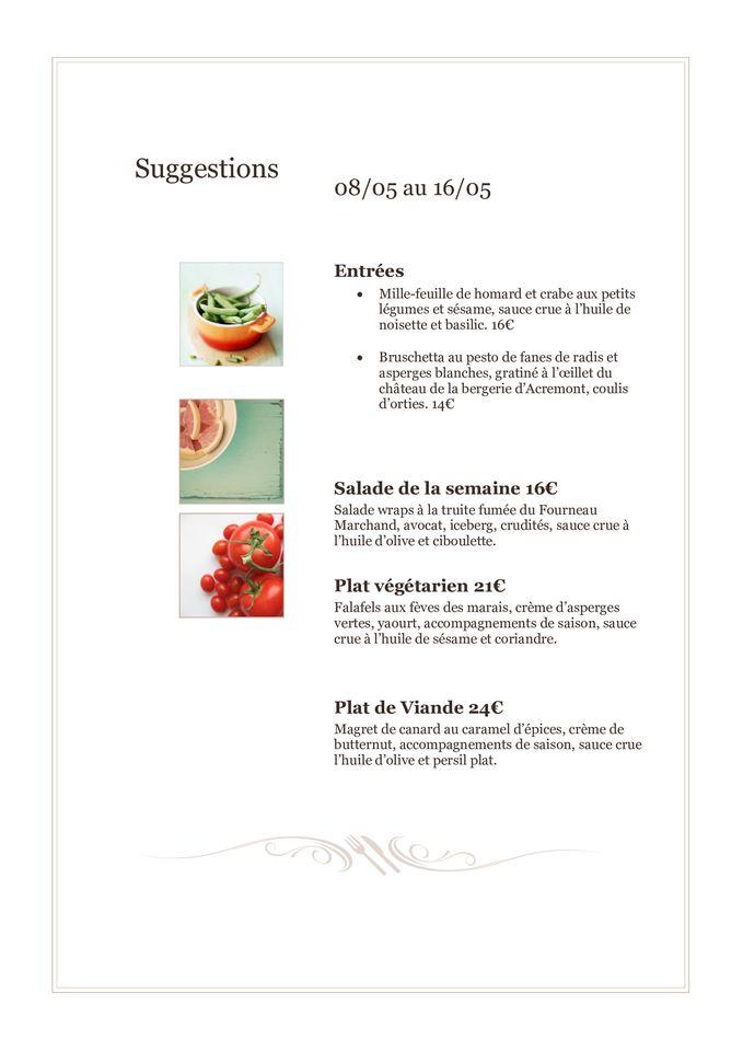 Menu au Lady Green, Étalle