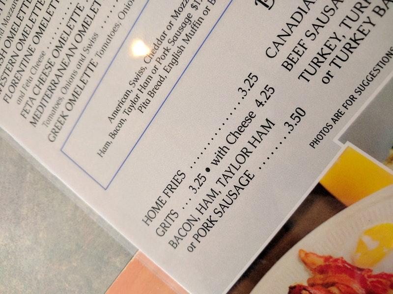 Menu at Park Diner and Pancake House restaurant, Linden