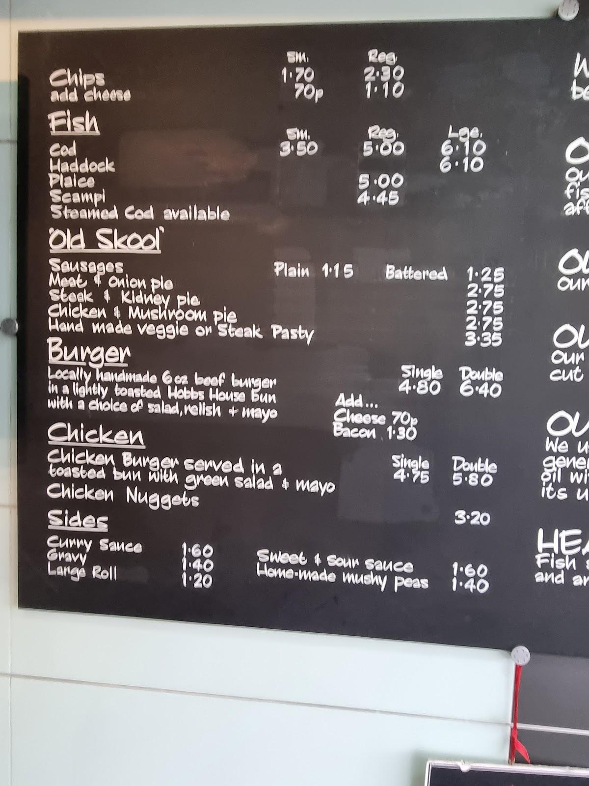 Menu at Pisces fast food, Bristol, 126 Station Rd