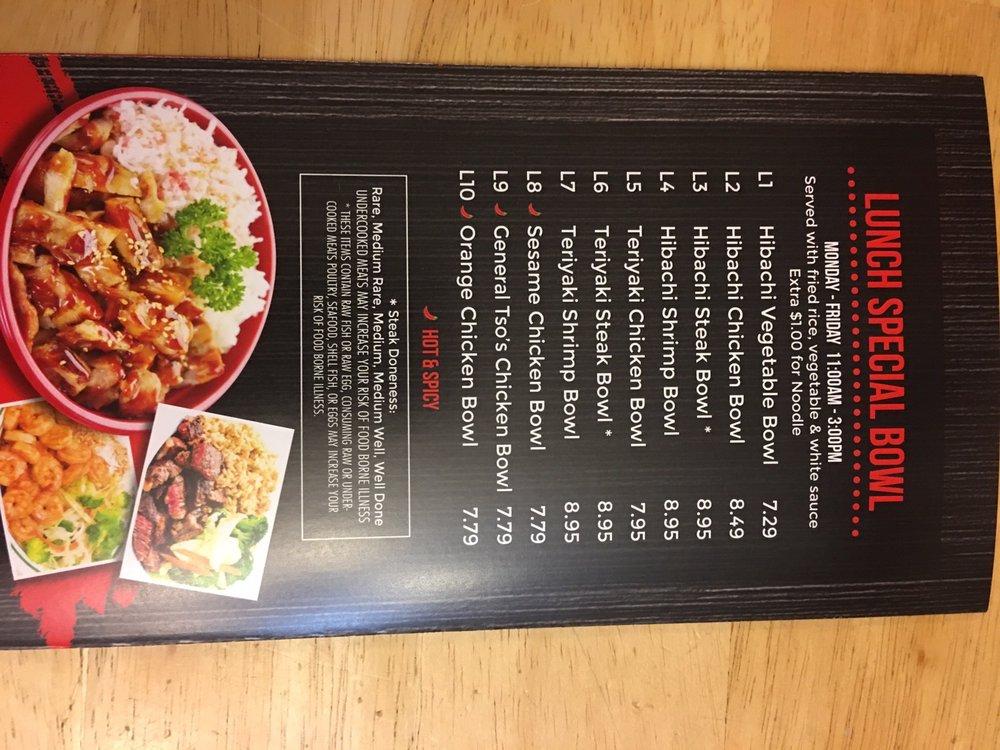 Menu at Teriyaki Express restaurant, Grovetown