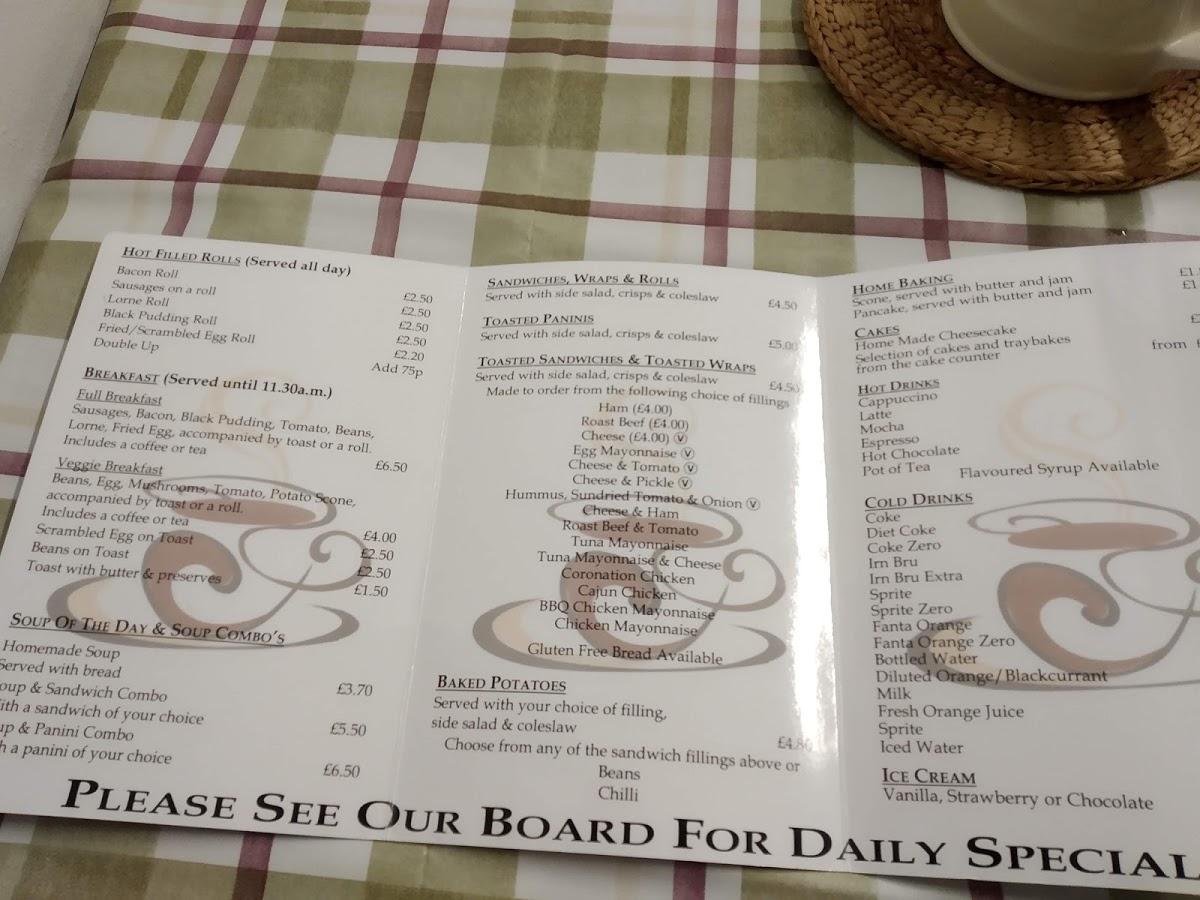 Menu at Old Bakery Coffee Shop St Cyrus Ltd, Saint Cyrus
