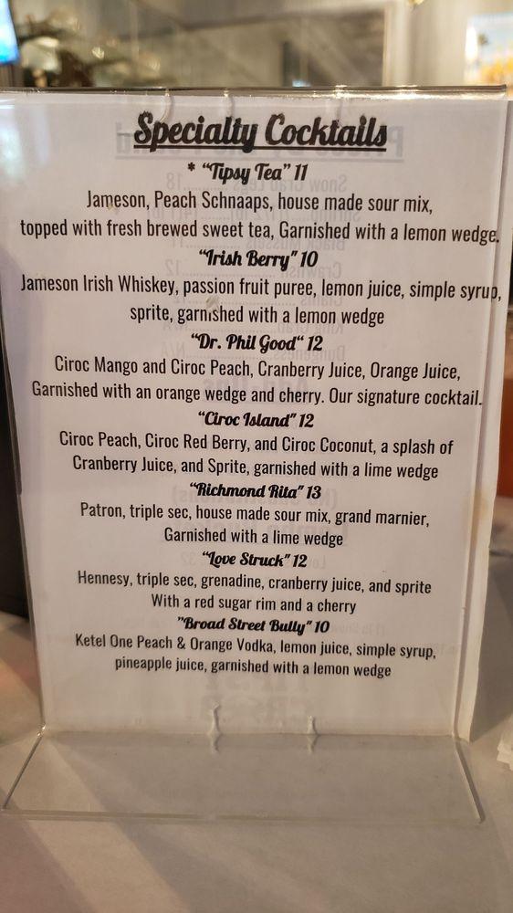 Menu at Tipsy Crab Seafood & Bar, Richmond