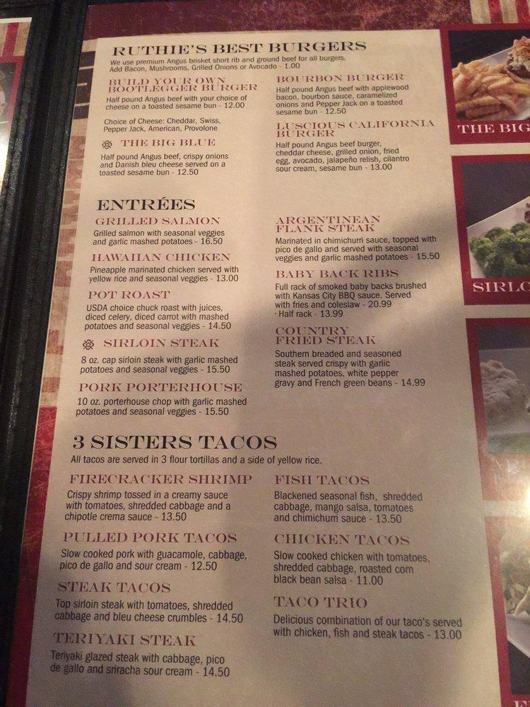 Menu at 3 Sisters Speakeasy restaurant, Kissimmee