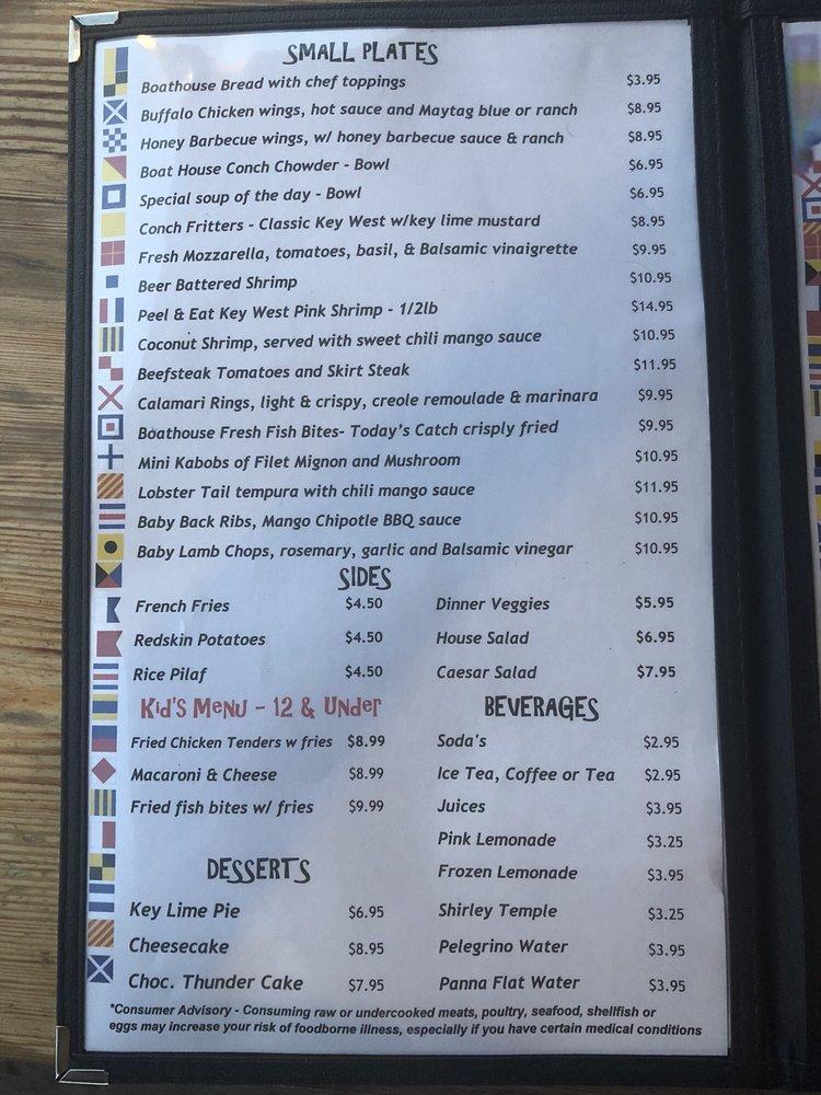 Menu at Boat House Bar & Grill, Key West, 220 Margaret Street