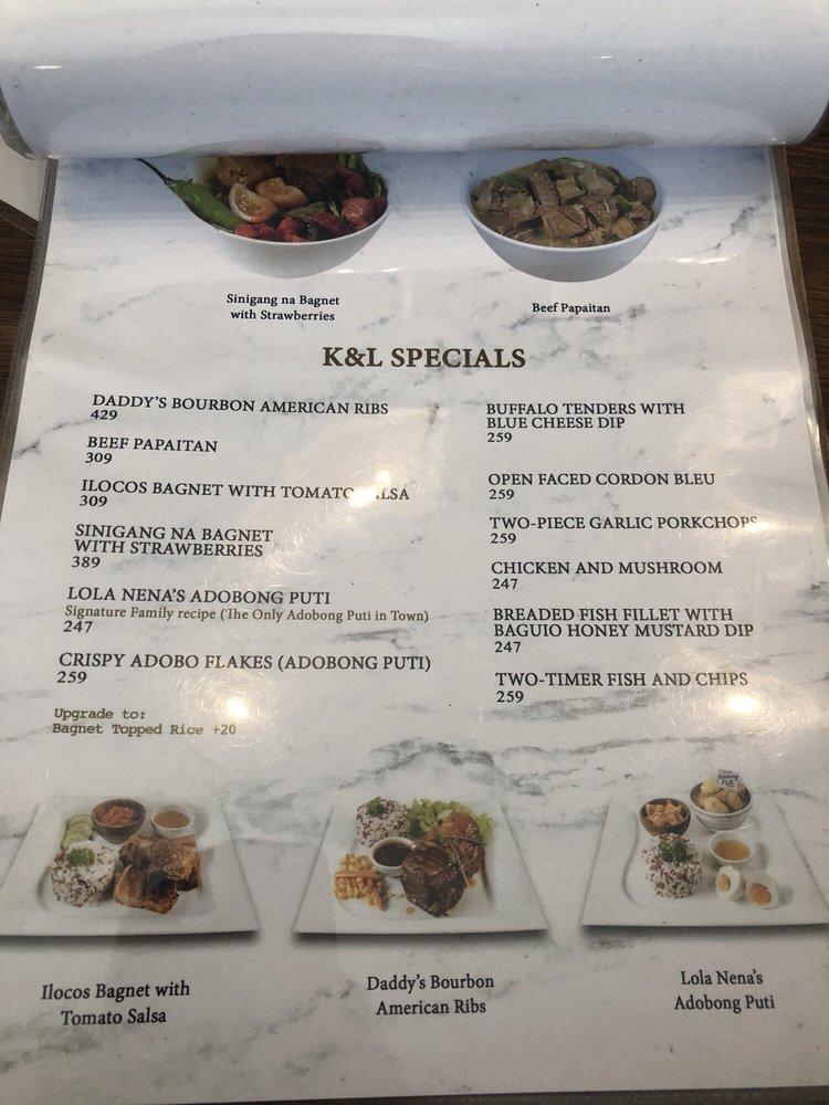 Menu at K and L Cafe, Quezon City, White Plains
