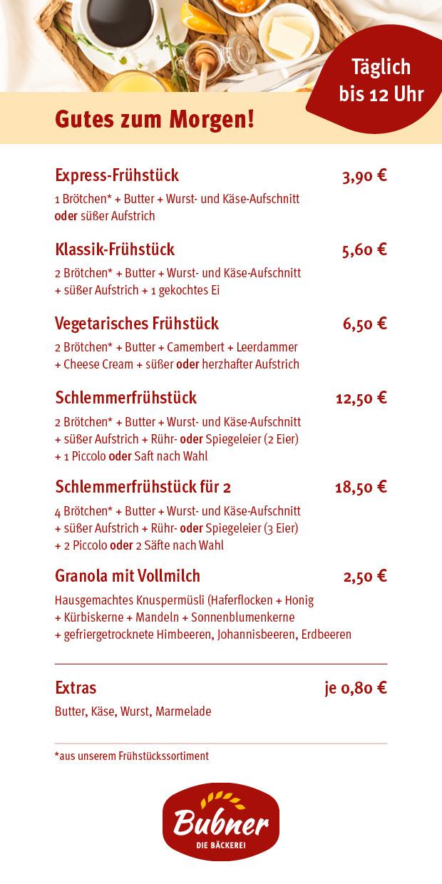 Speisekarte von Bäckerei Bubner, Calau, Cottbuser Str. 44