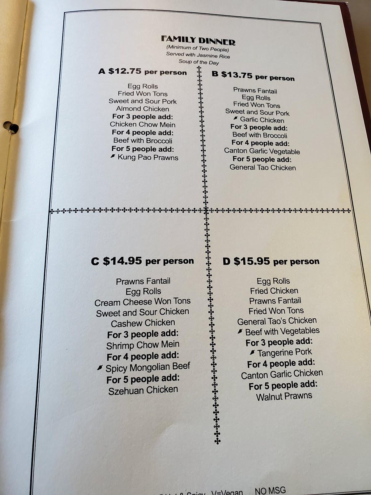 Menu at Canton Restaurant, Scotts Valley, Scotts Valley