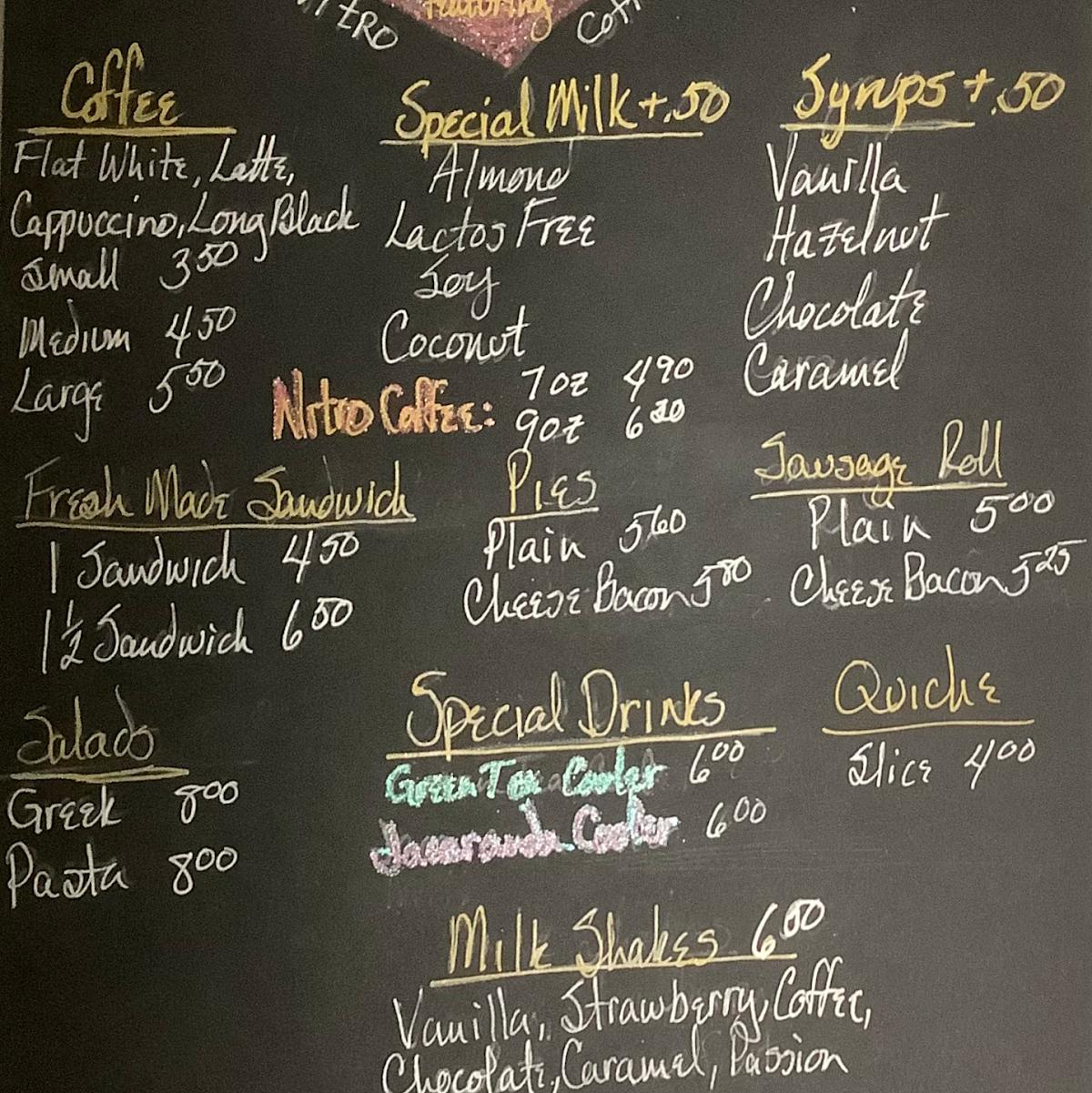 Menu at Cold Brew Café cafe, South Grafton