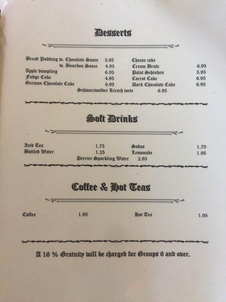 Menu at Gasthaus Berliner Bear restaurant, Beeville