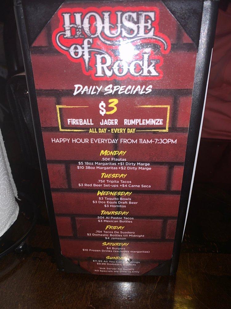 Menu at House of Rock pub & bar, El Paso, 931 Resler Dr