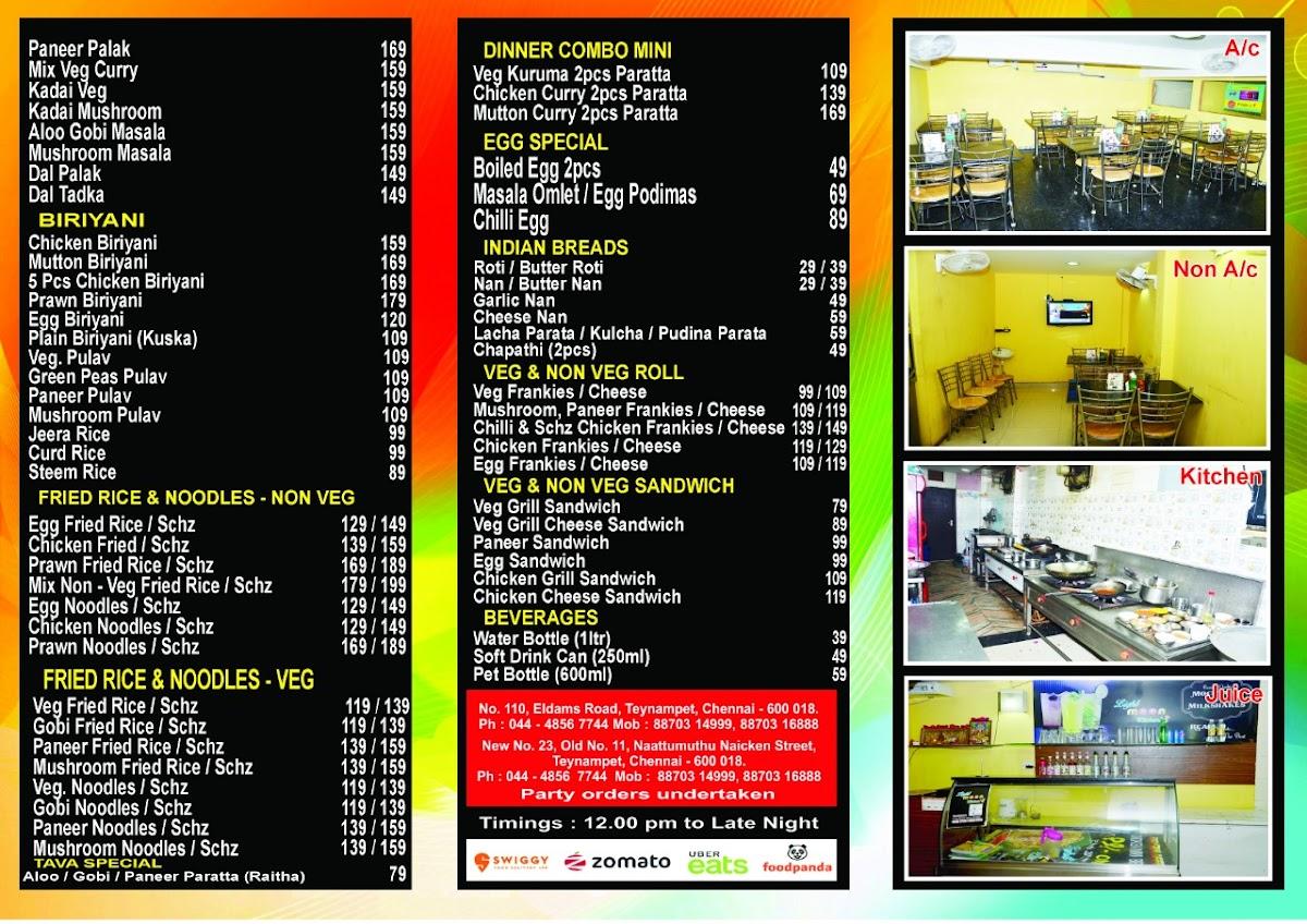 Menu at Light Moon Kitchen A/C Family Restaurant, Chennai