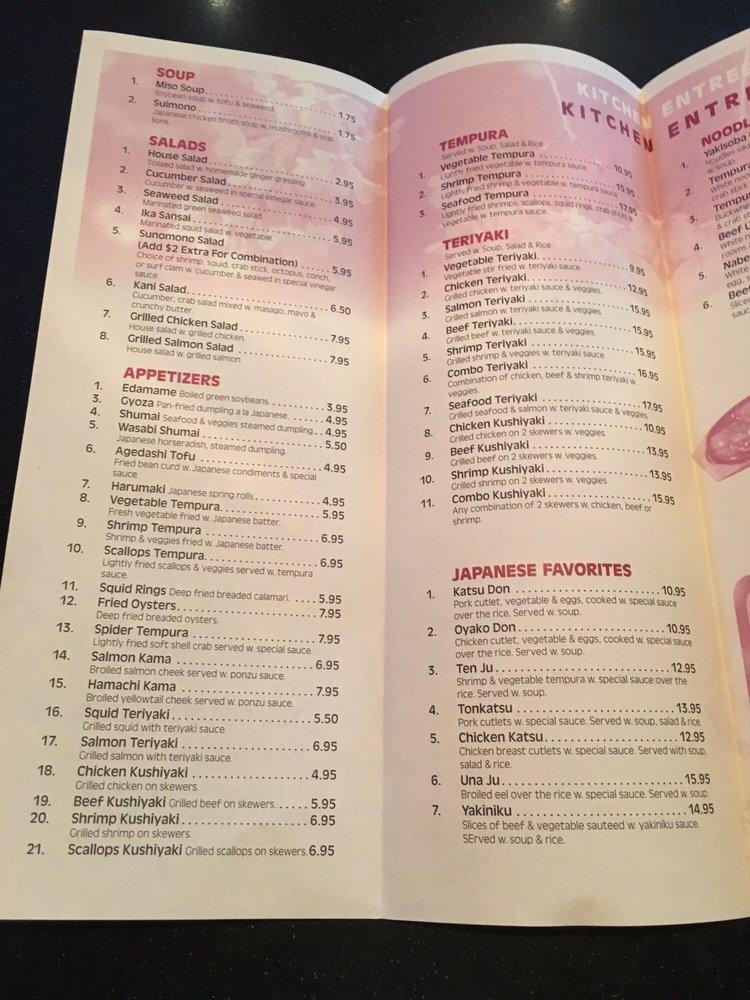 Menu at Osaka Japanese Steakhouse & Sushi Bar, Hot Springs