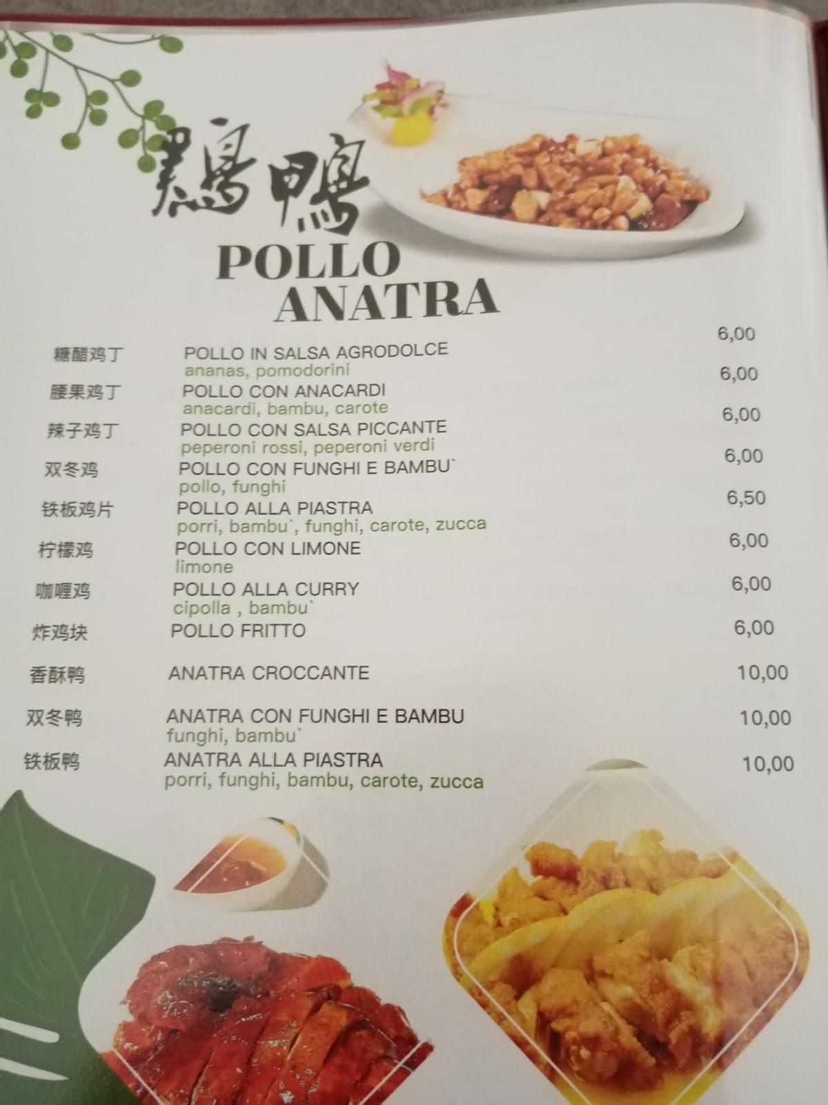 Menu da Ristorante Cinese Nanchino, Monza