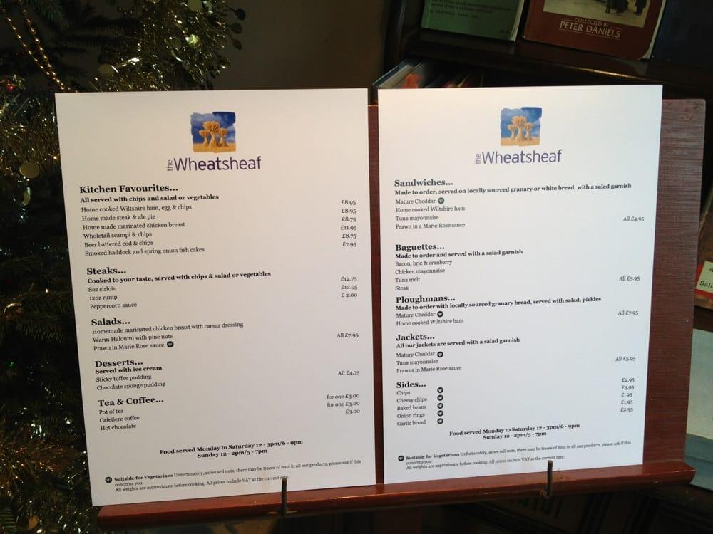 Menu at The Wheatsheaf pub & bar, Salisbury, The Wheatsheaf