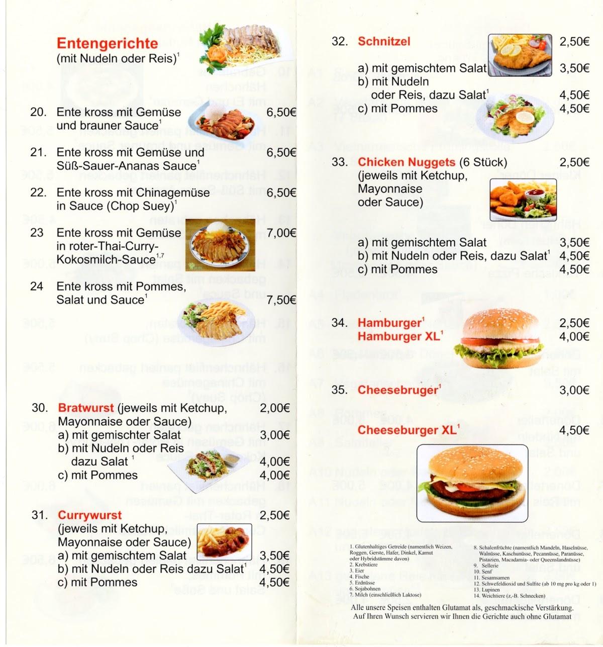 Menu at Asia Imbiss, Ducherow