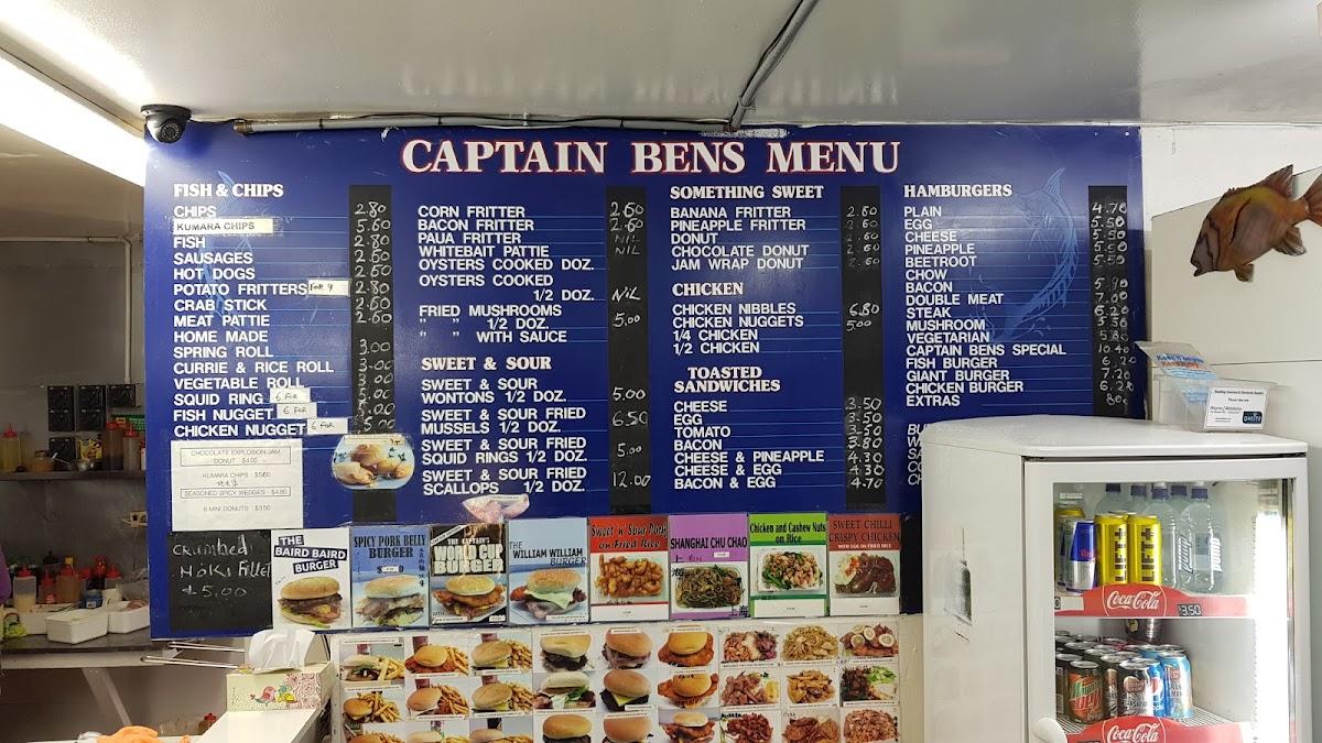 Menu at Captain Ben's restaurant, Christchurch