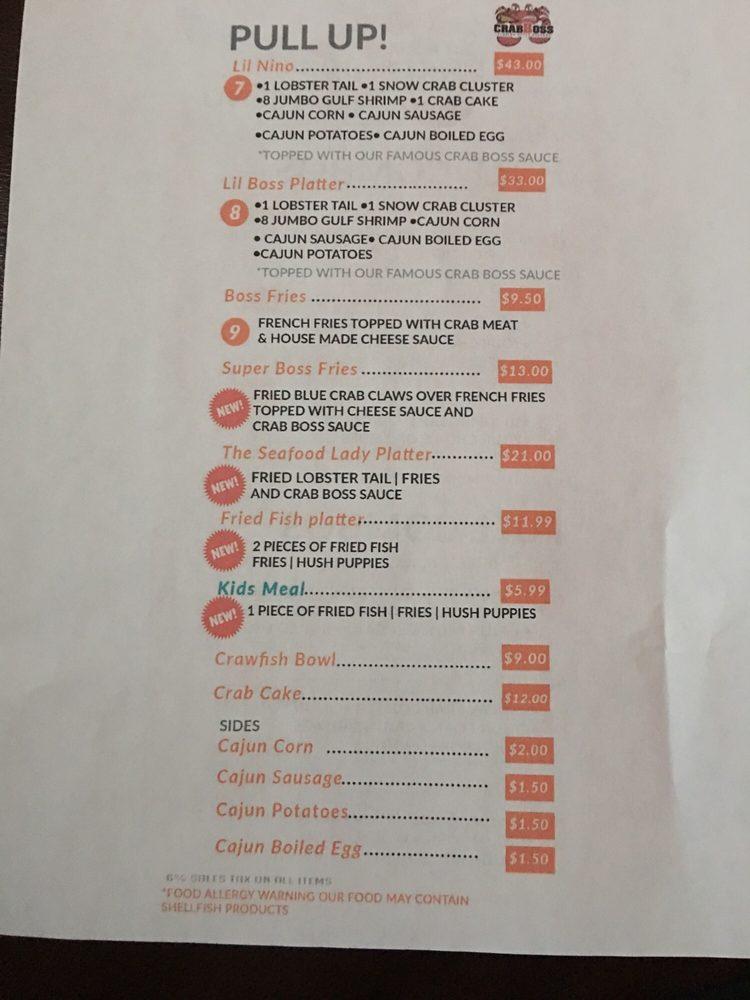 Carta del restaurante Crab Boss, Brandywine