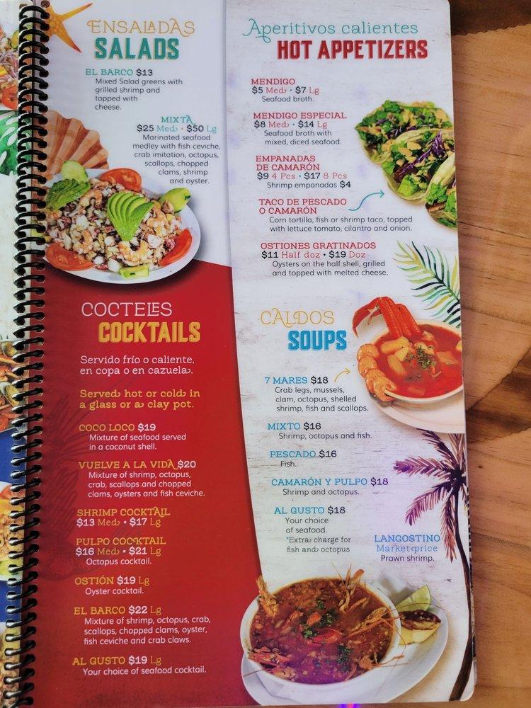 Menu at Mariscos EL BARCO (Estilo Nayarita) Sea Food, Richmond, Rigsby Rd
