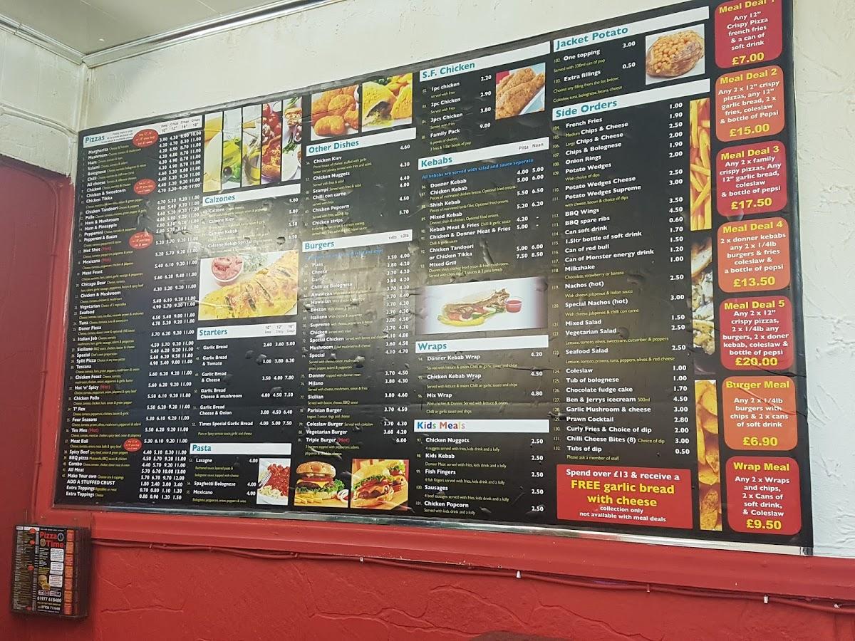 Menu at Pizza Time fast food, Featherstone