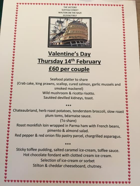 Menu at The Victory pub & bar, Walton on the Naze