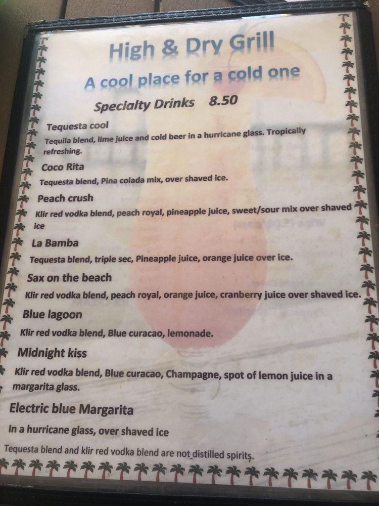 Menu at High & Dry Grill pub & bar, Dunedin