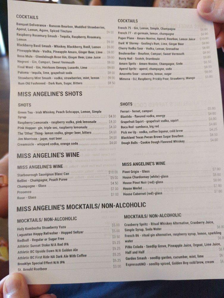 Menu at Miss Angeline's Denton pub & bar, Denton