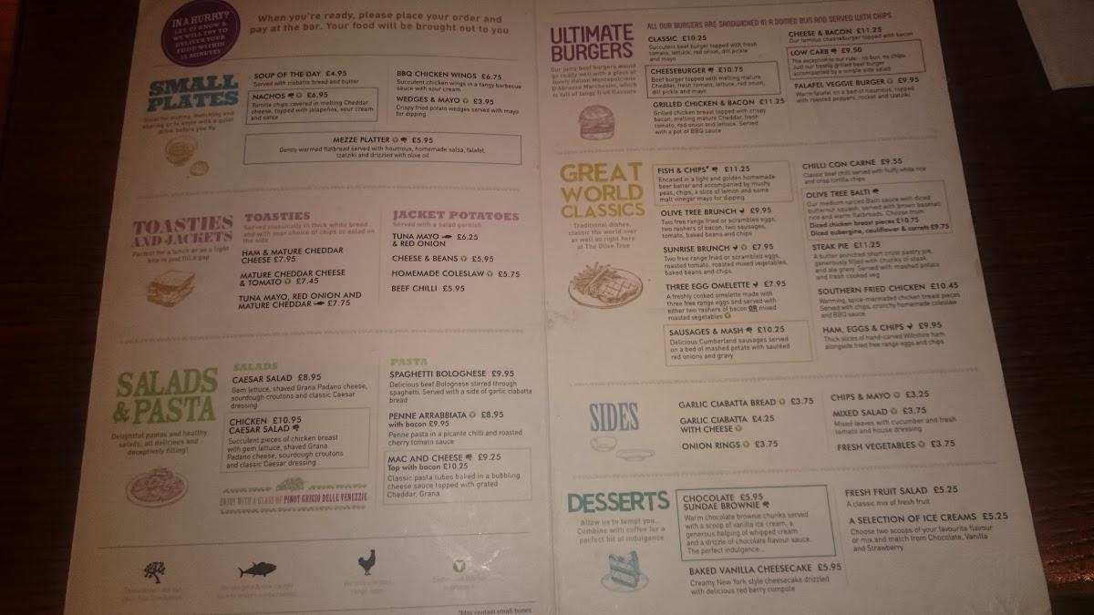 Menu at The Navigator cafe, Bournemouth, Bournemouth Airport