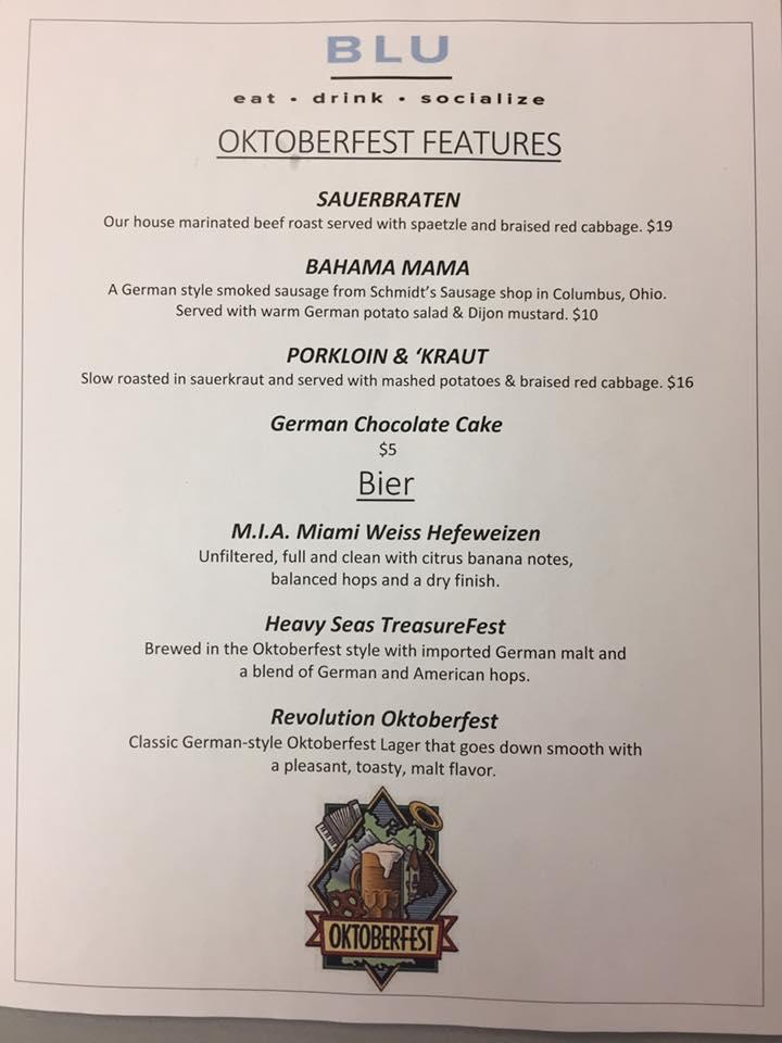 Menu at Blu Restaurant & Bar, Blue Ash