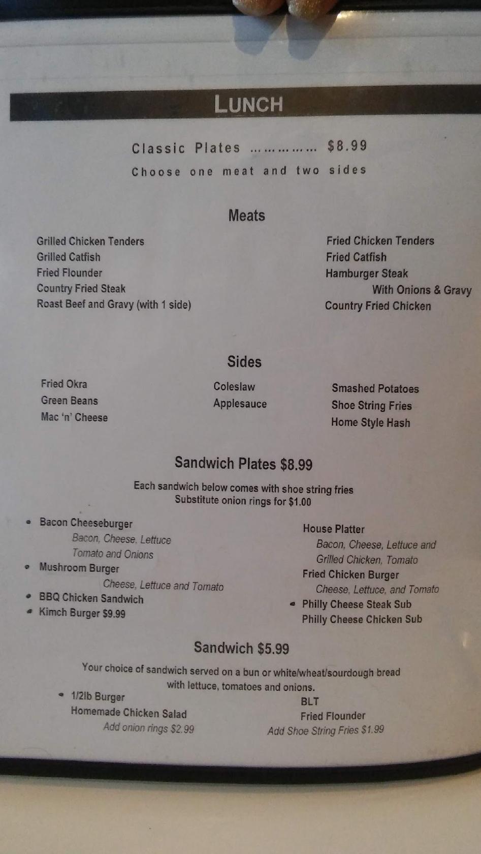 Menu at Brandon's Kitchen restaurant, Hampton, Commander Shepard Boulevard