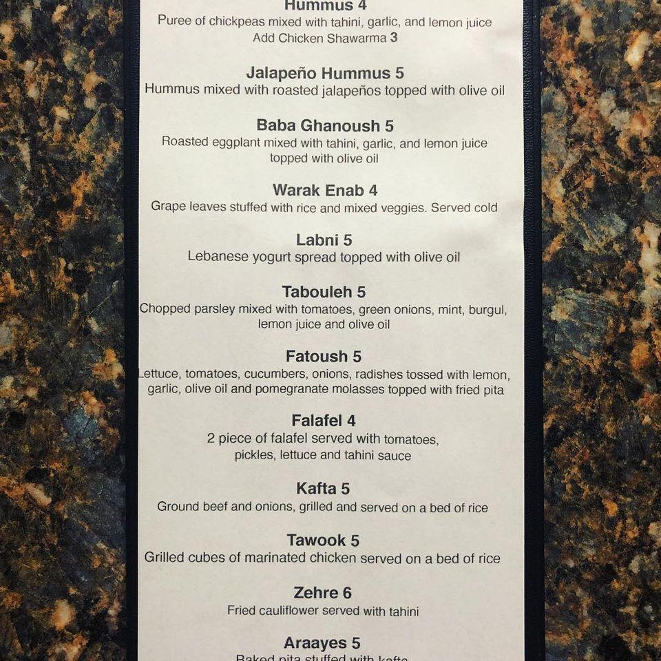 Menu at Open Sesame Lebanese Grill restaurant, Dallas