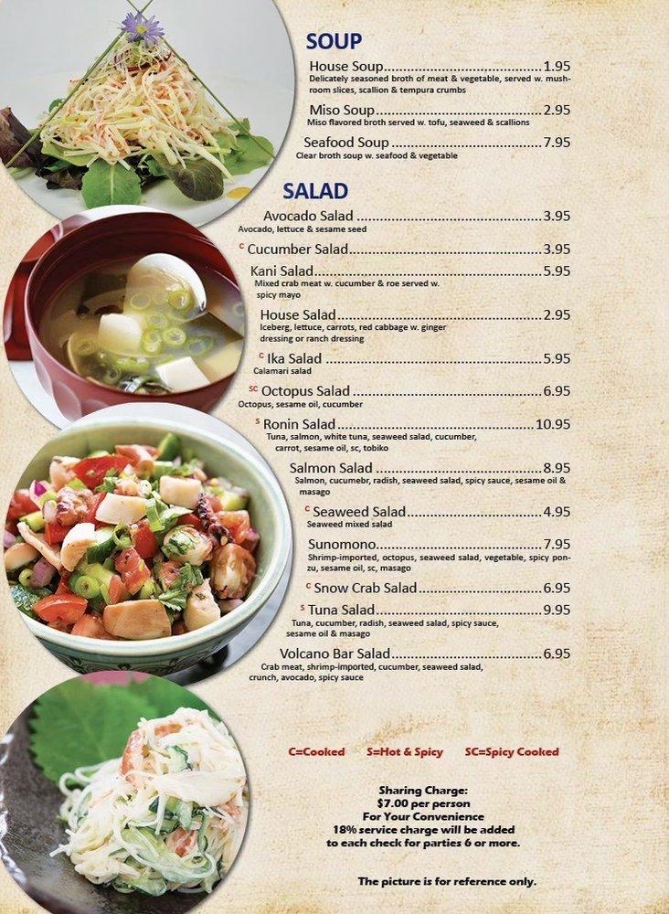 Menu at Ronin Steak & Sushi House restaurant, Ruston
