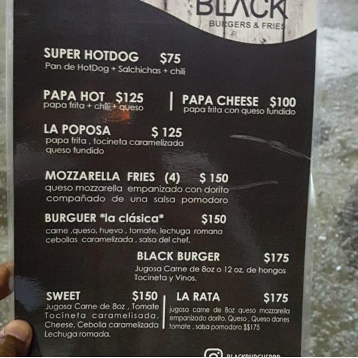 Carta del restaurante Black Burger RD, Santo Domingo, Av. Central 70