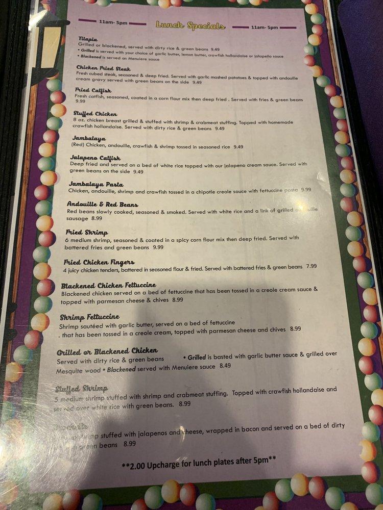 Menu at Boo-Ray's of New Orleans restaurant, Hudson Oaks, 201 Hudson ...
