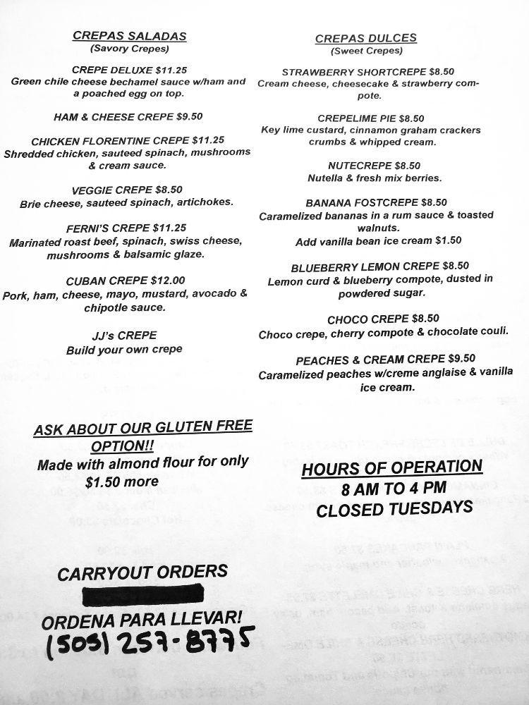 Menu at Crepas-oh! restaurant, Santa Fe