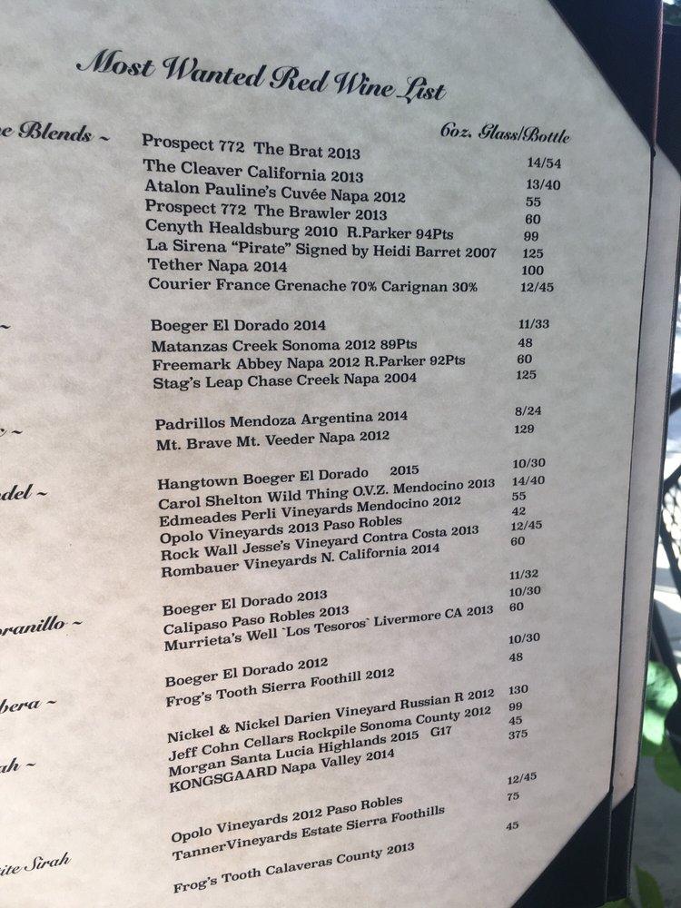 Menu at MOST WANTED WINE BAR, Oakdale, 732 N Yosemite Ave