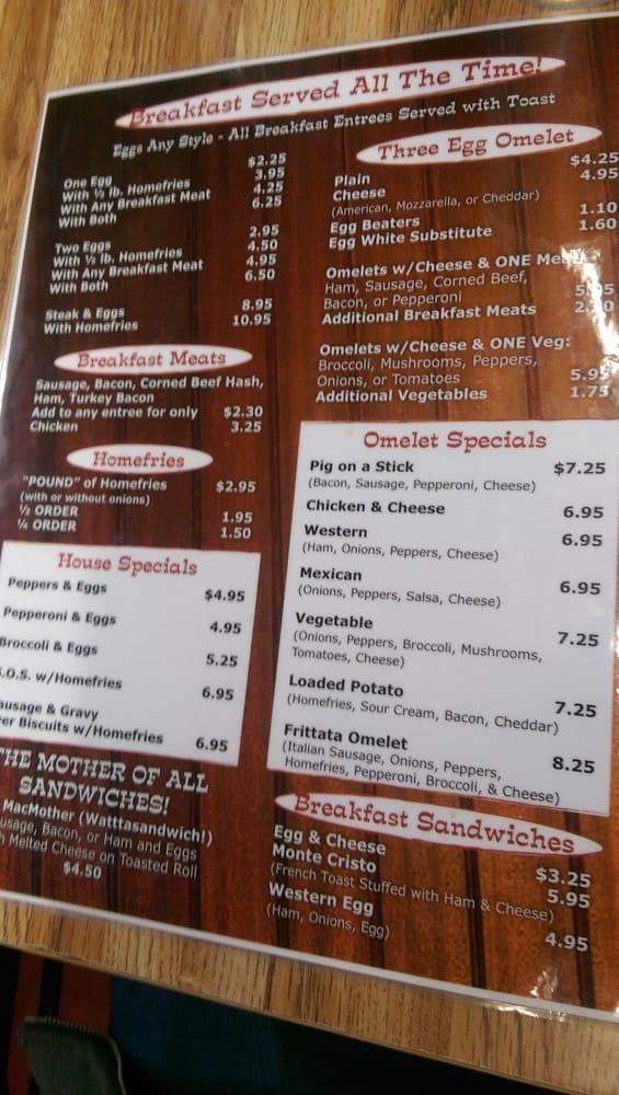 Menu at Mother's Cupboard restaurant, Syracuse