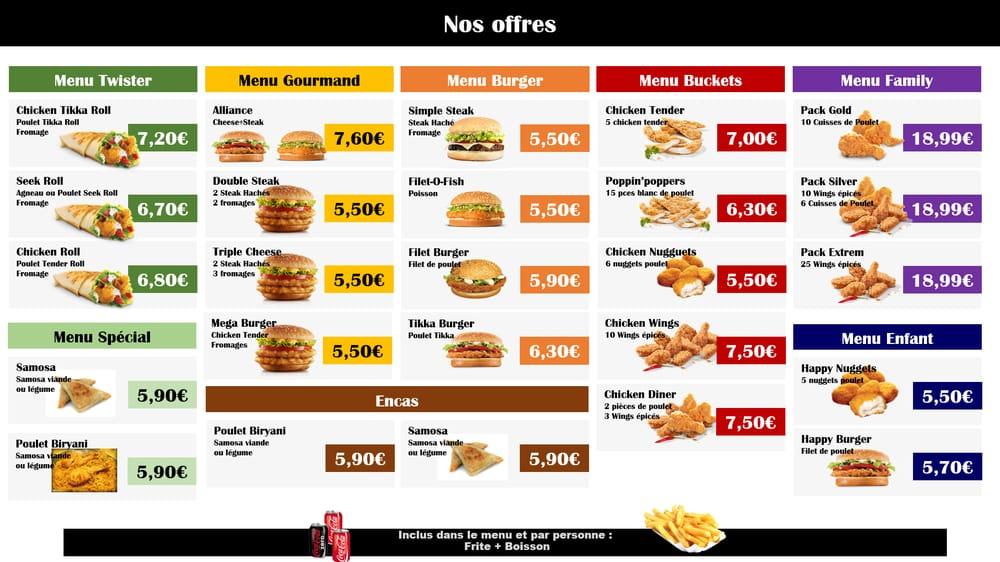 Menu at Family Fried Chicken fast food, Orly