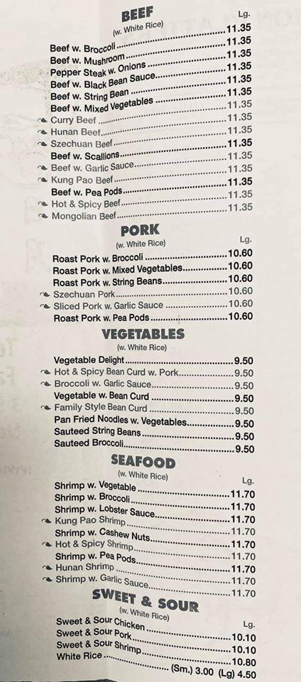 Menu at Ming China restaurant, Newport
