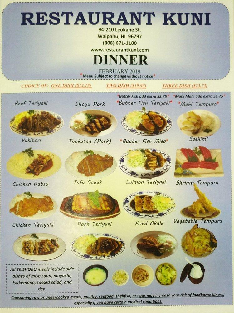 Menu at Kuni Restaurant and Catering, Waipahu