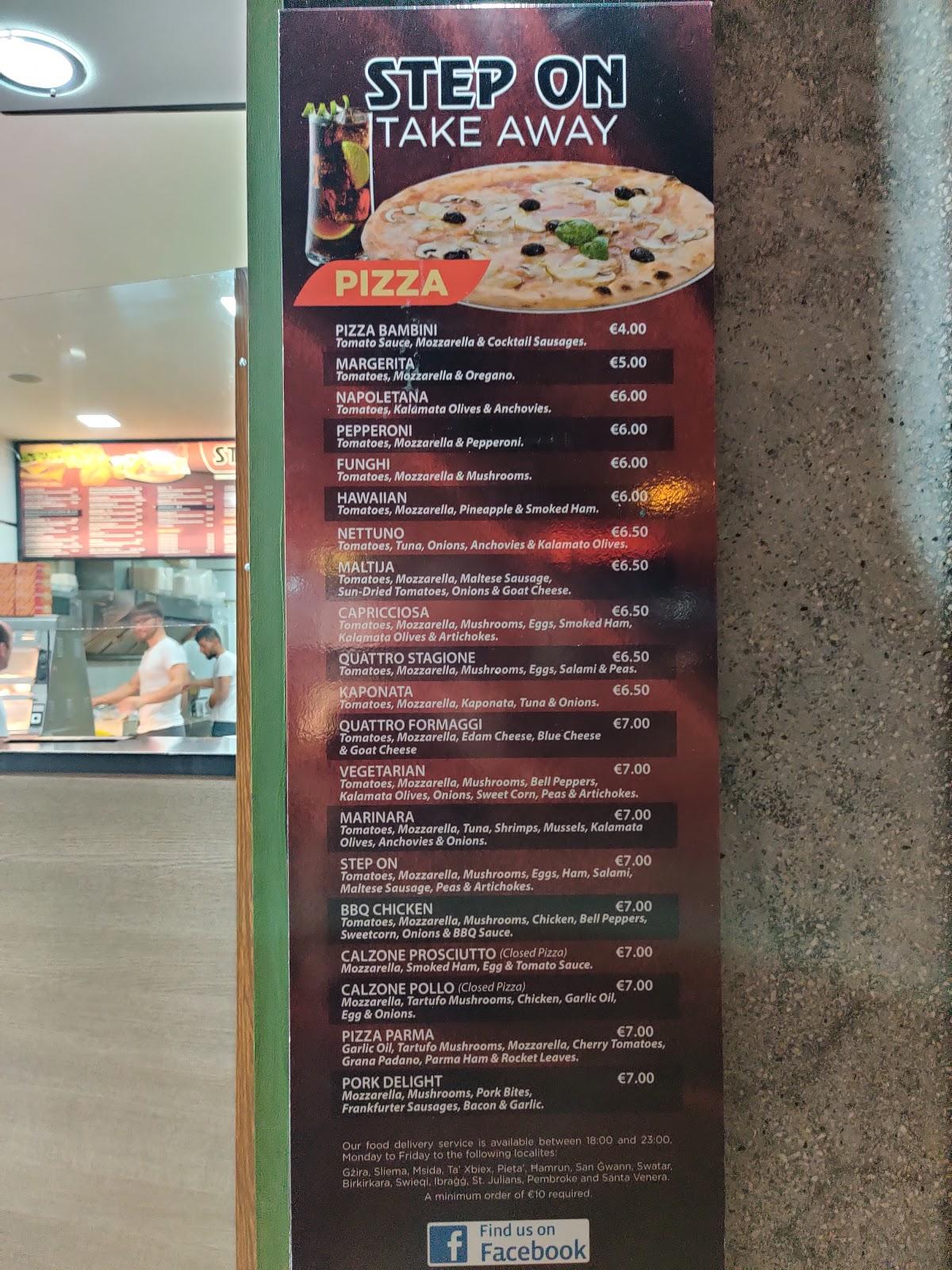 Carta del restaurante Step On Take Away, Gzira