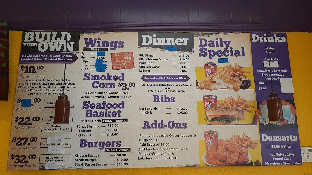 Menu at Wimbos Crazy Potatoes BBQ, Lauderhill